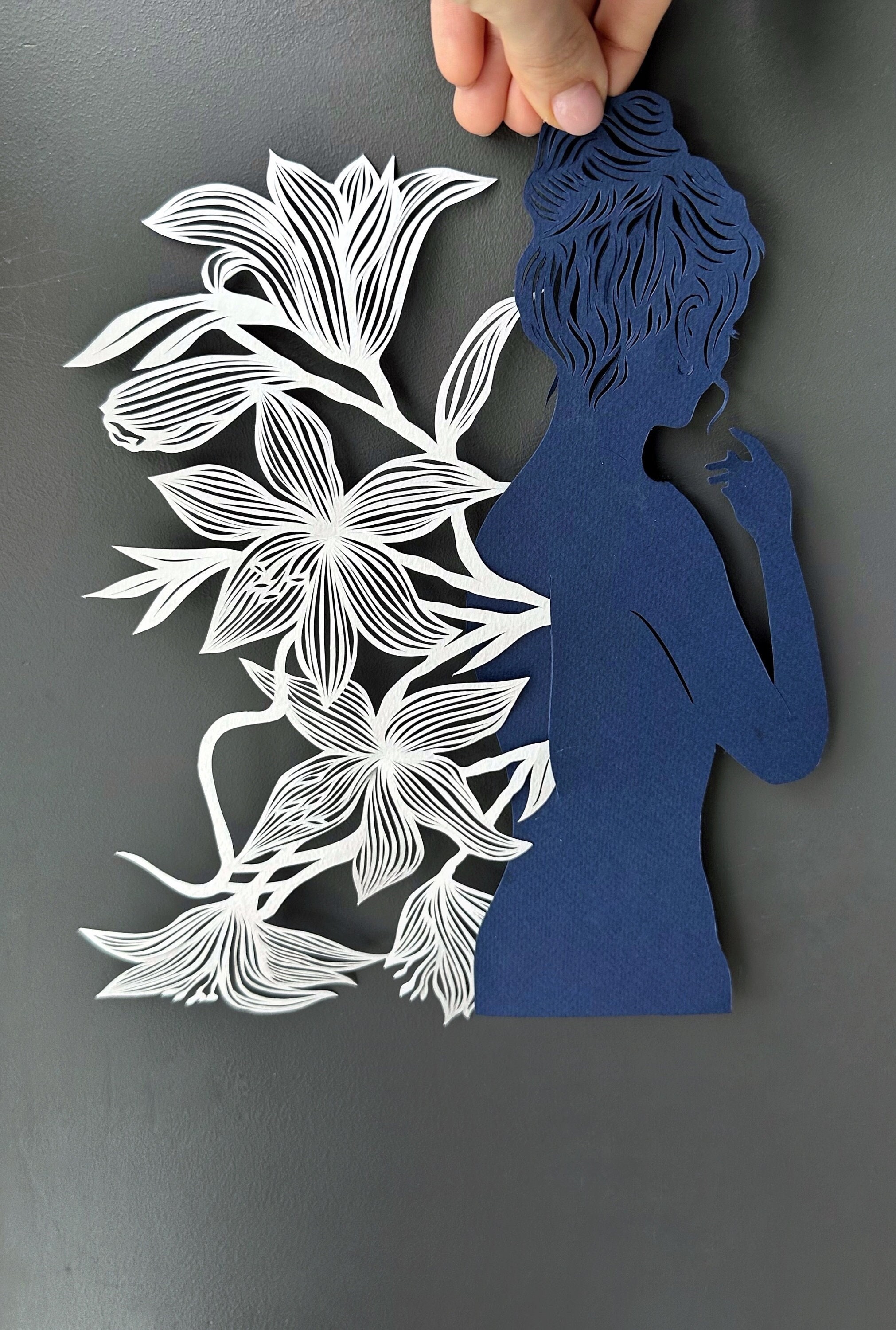 Collage Paper Cut , Girls With Flowers,"lilies " Paper Art Work ...