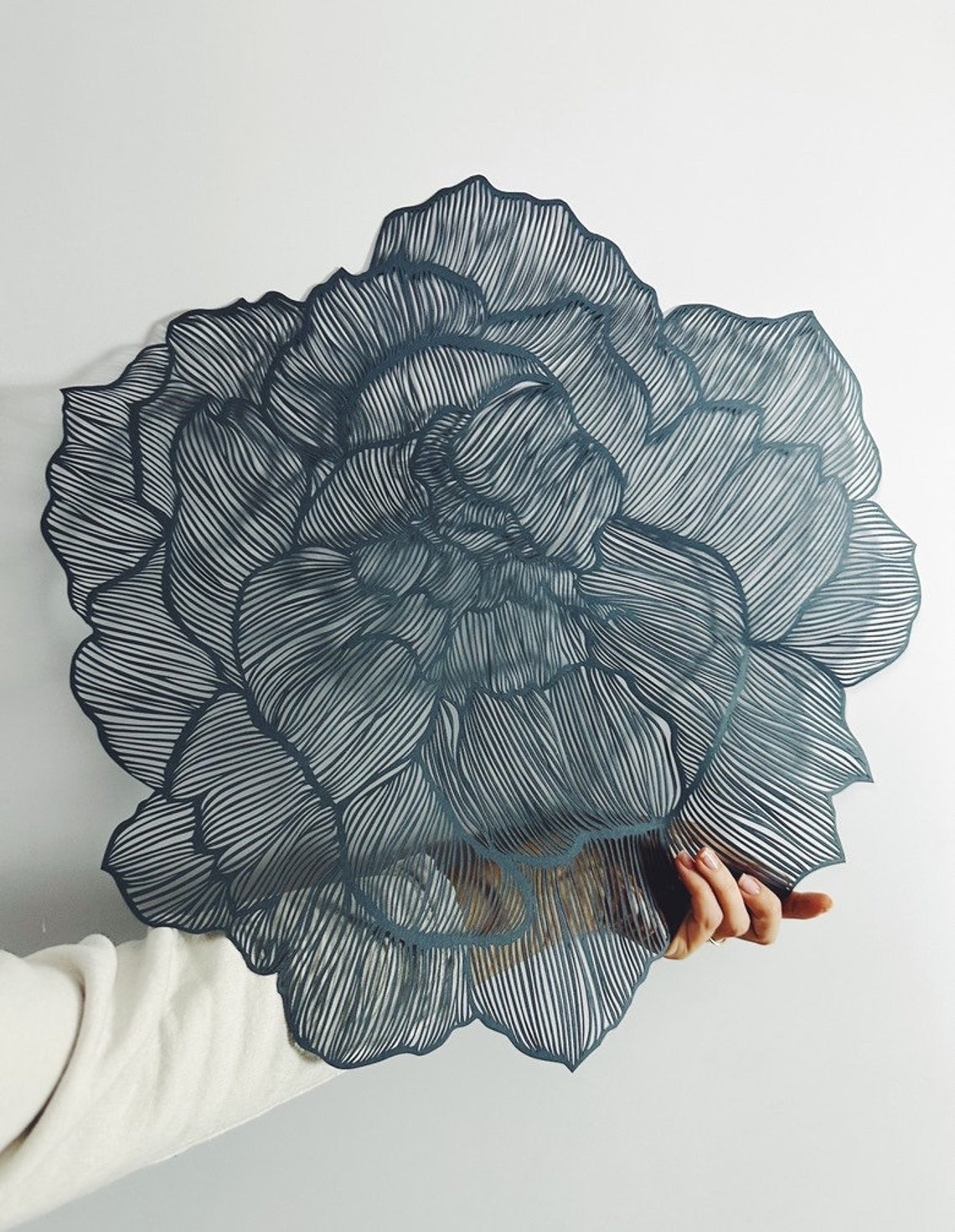 Paper Cut Art “ Grey Peony” Papercut Art Work , Original Paper Cutting ...