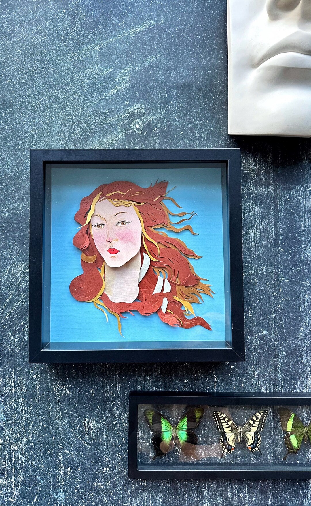 Framed Paper Cut Collage , Hand Cut Paper Cutting in Black Frame ...