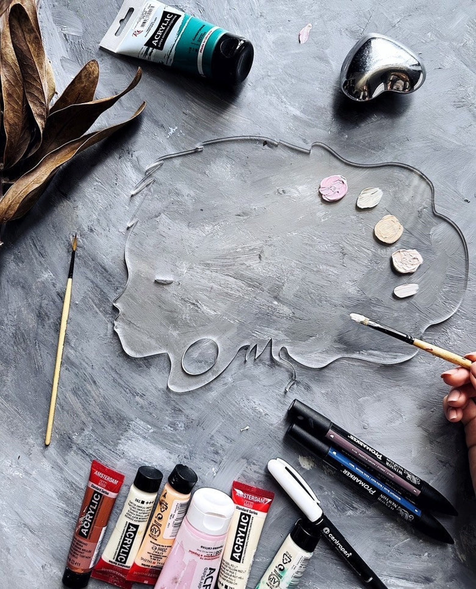 Acrylic Palette for Artists girl S Face Original Art - Etsy