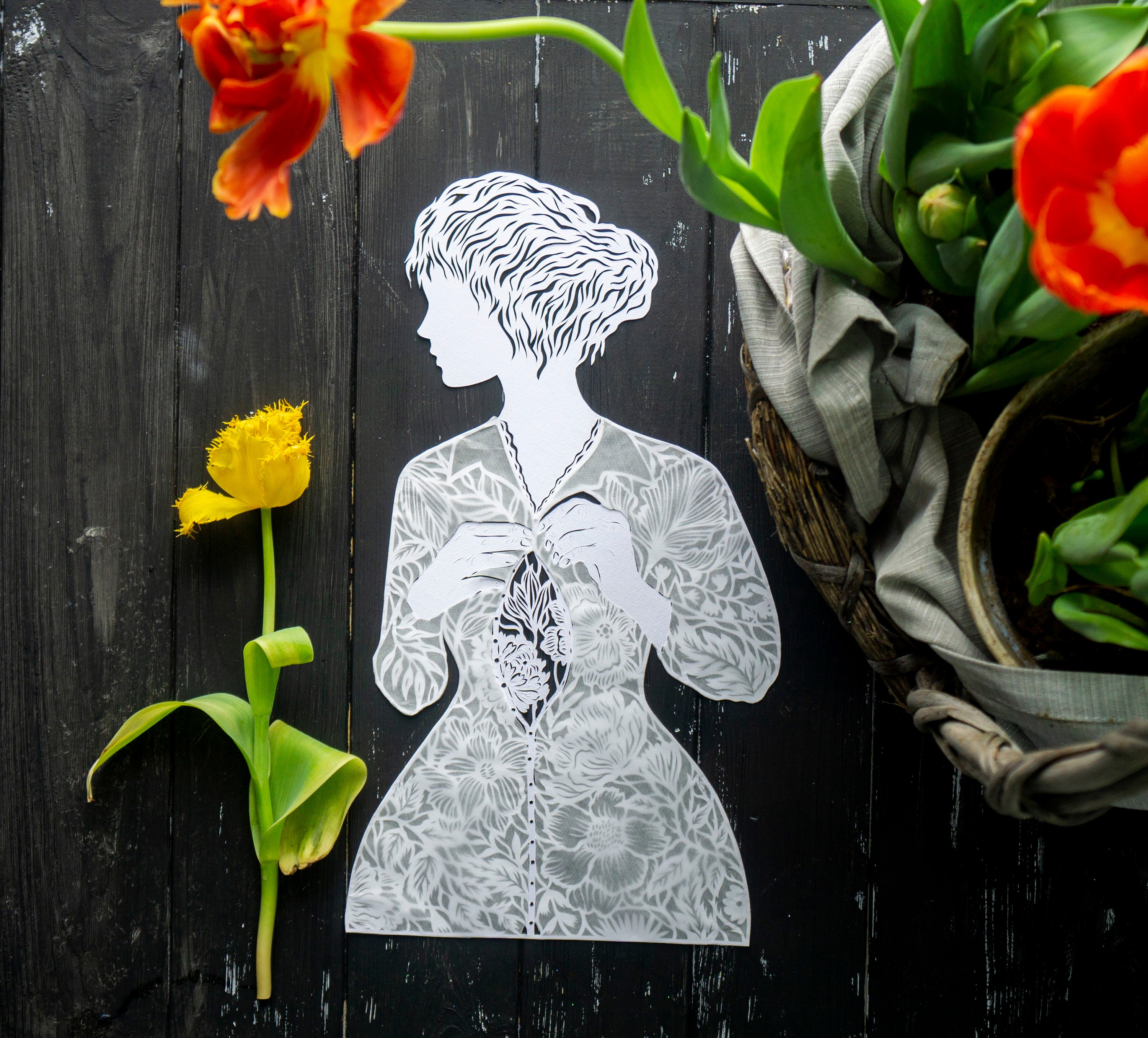 Paper Cut Collage Hand Cut Paper Art under the Dress - Etsy