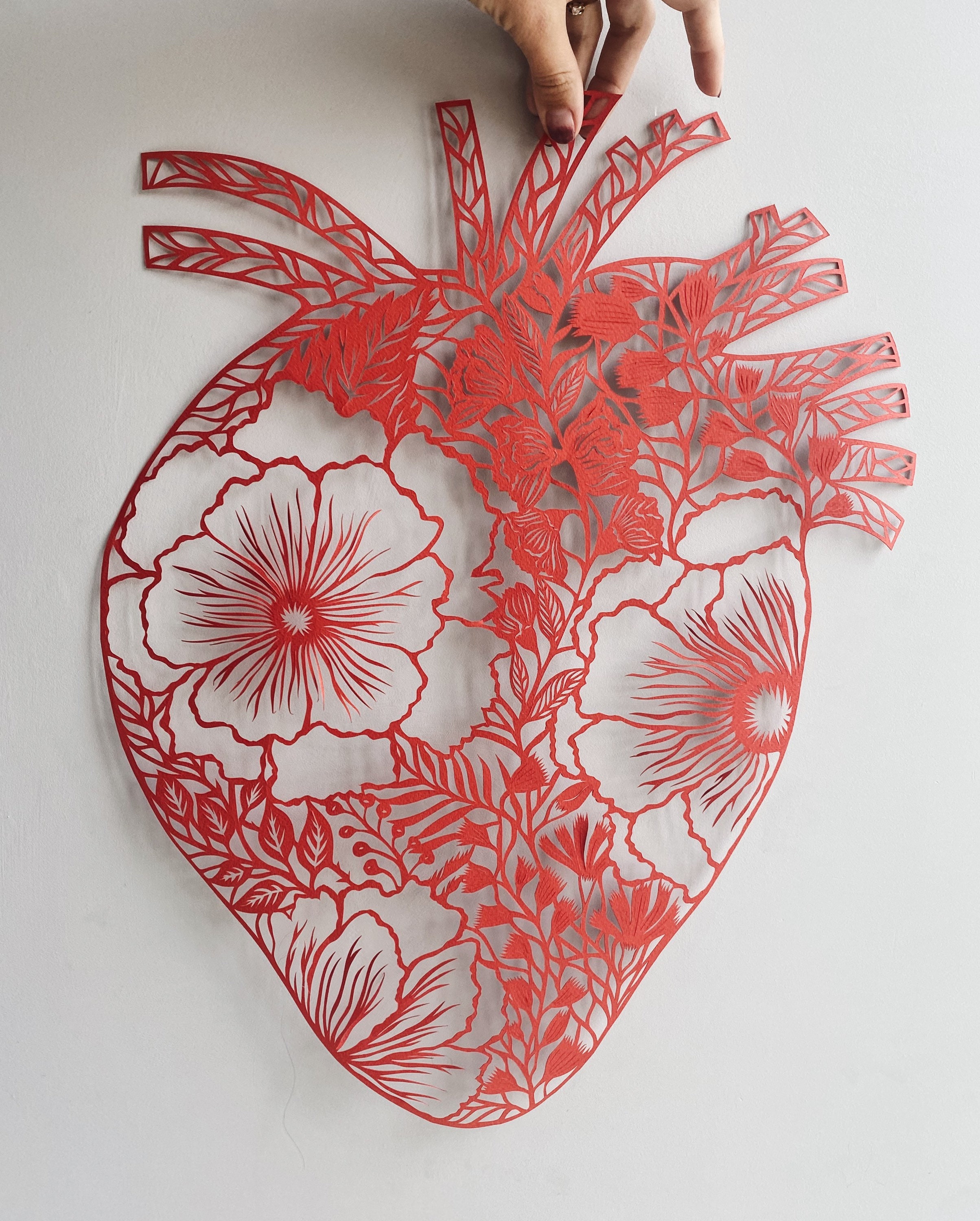 Paper cut artwork hand cut paper art Anatomical heart | Etsy