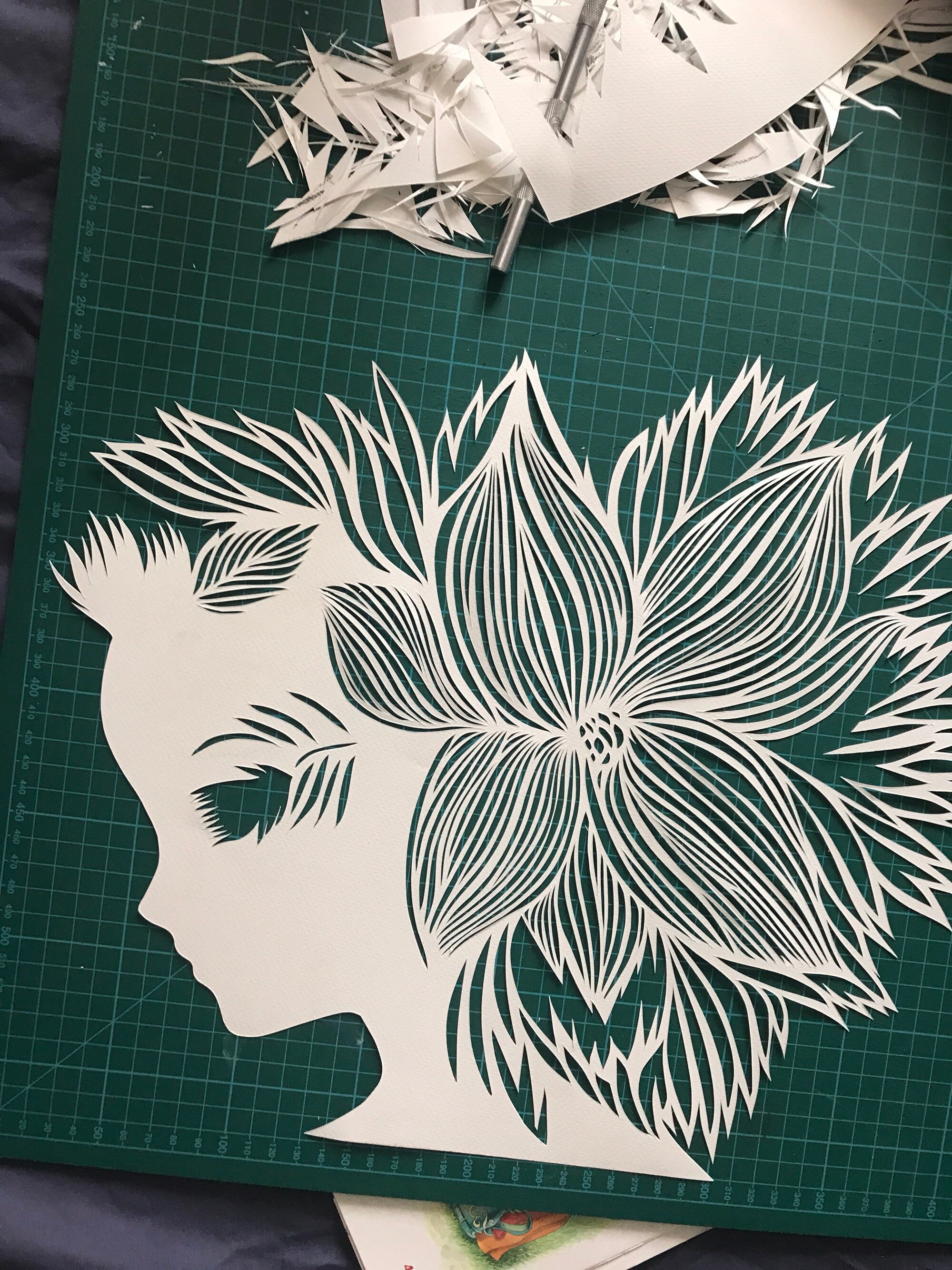 Paper Cut Artwork Hand Cut Paper Girl Flower - Etsy