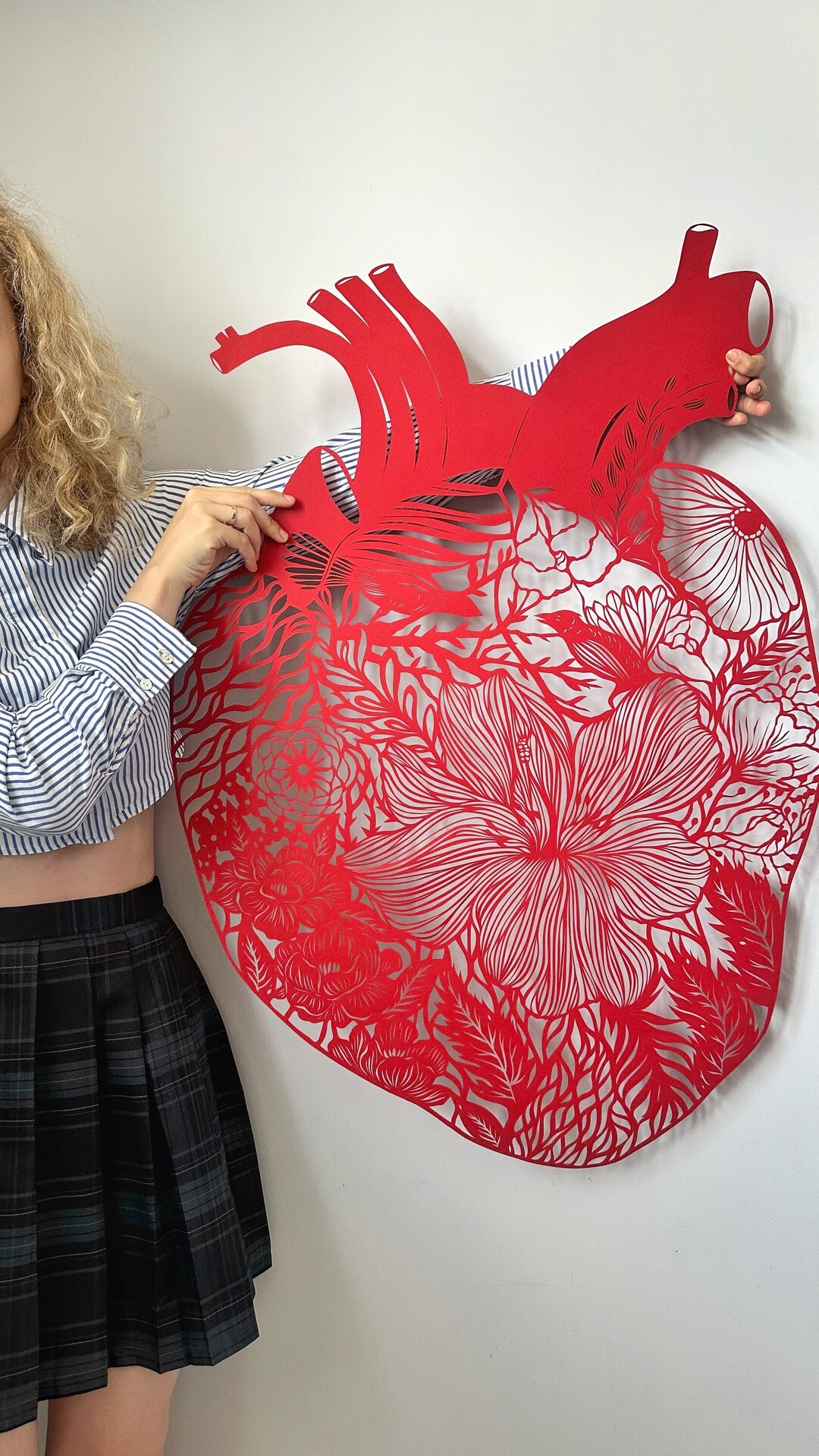 Paper Cut Art, Big Hand Cut Paper Cutting “anatomical Heart” Original ...