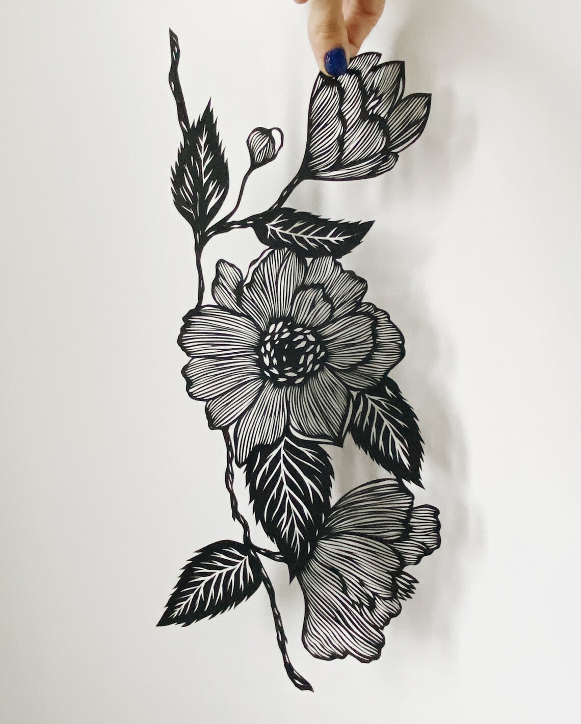 Paper Cut Artwork Hand Cut Paper Art Black Flowers - Etsy