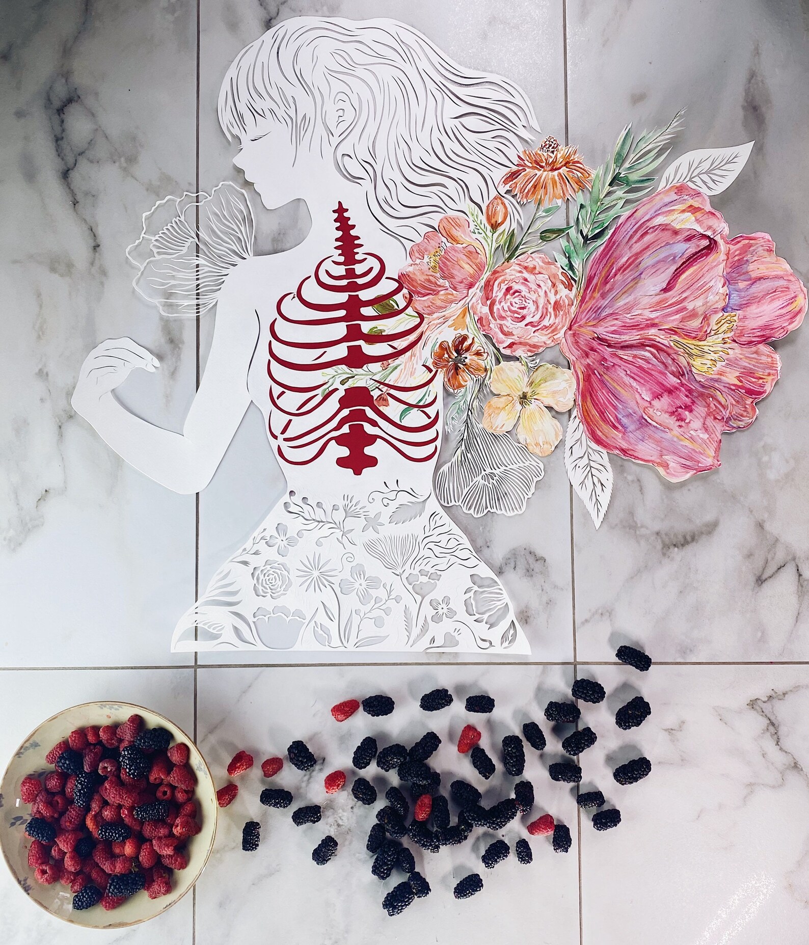 Water Coloured Paper Art, Hand Cut Out , Paper Collage With Watercolour ...