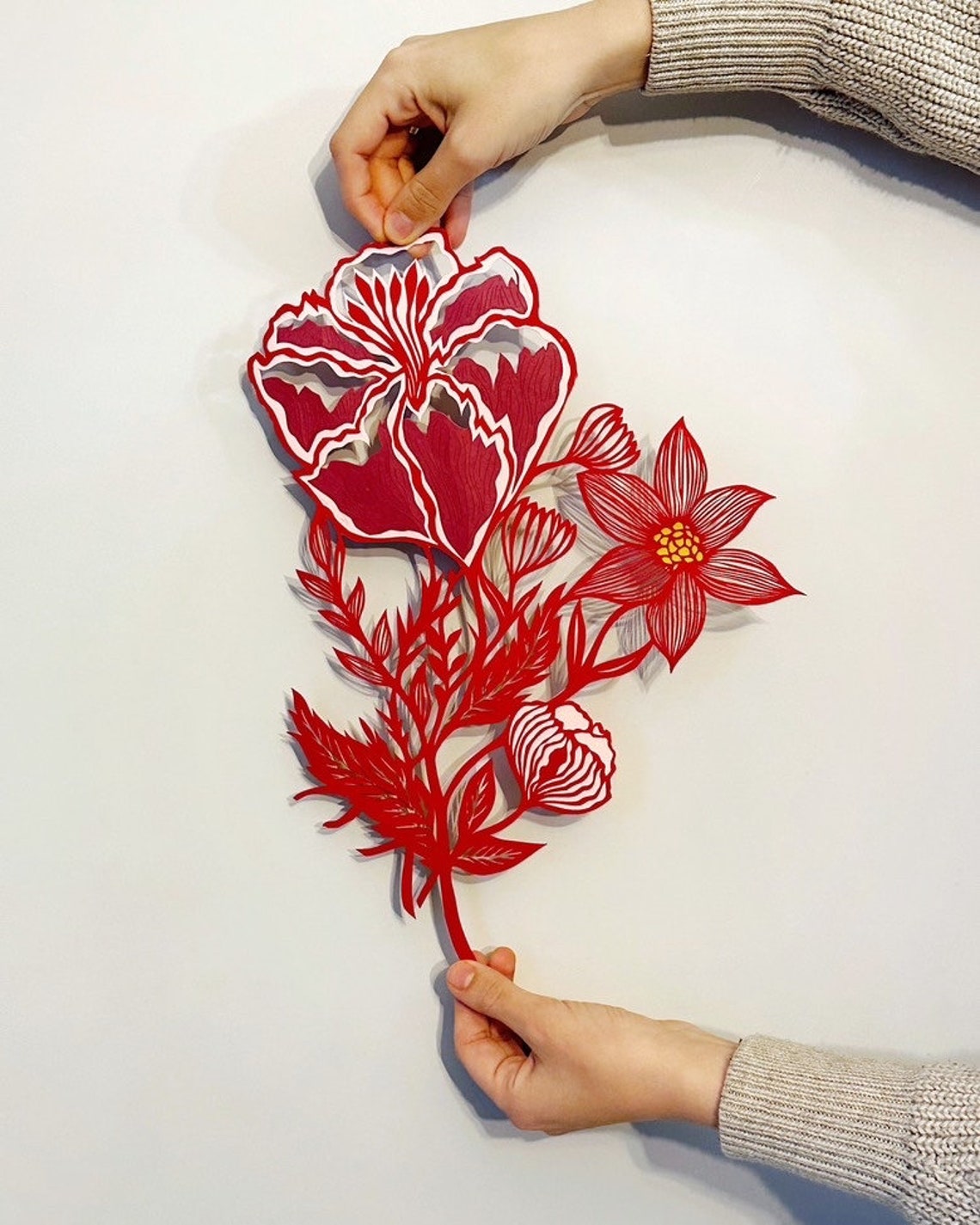 Paper Collage Art " Flowers " Paper Cut Collage, Original Paper Cutting ...