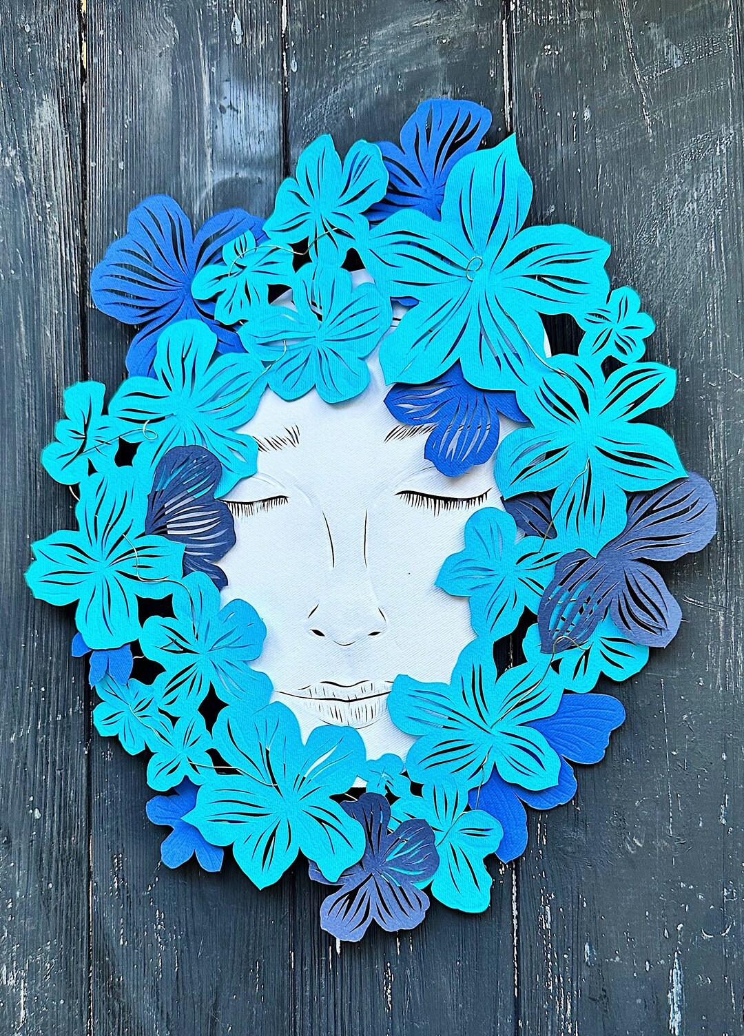 Paper Collage Art “face". Original Paper Cuting, Cut Artwork Silhouette ...