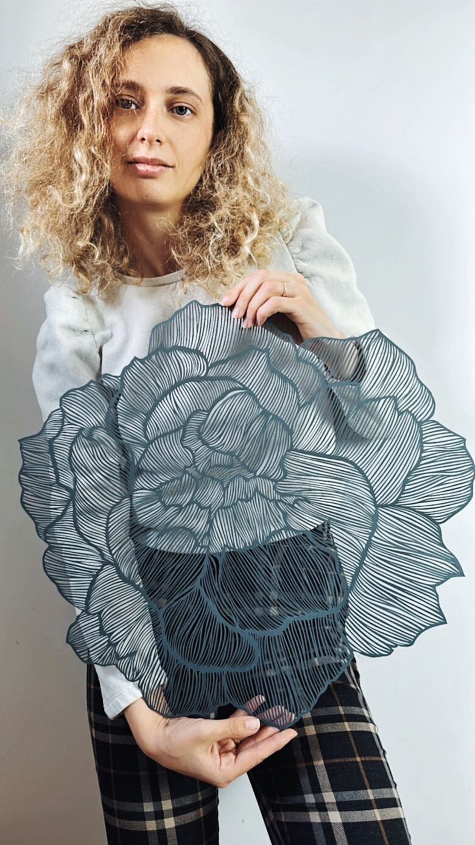 Paper Cut Art “ Grey Peony” Papercut Art Work , Original Paper Cutting ...