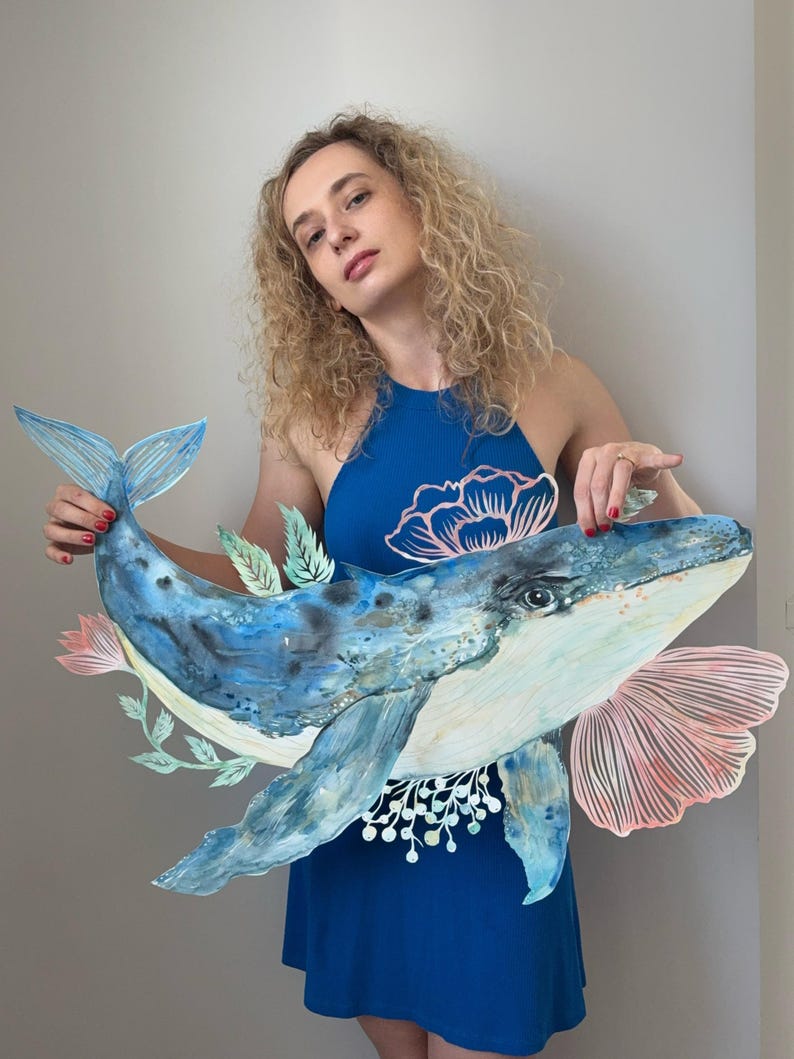 Watercoloured Paper Art, Hand Cut Out , Paper Collage With Watercolour ...