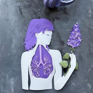 Art Paper Collage, Girl Silhouette " Lilacs". Paper Art Cut, Original ...
