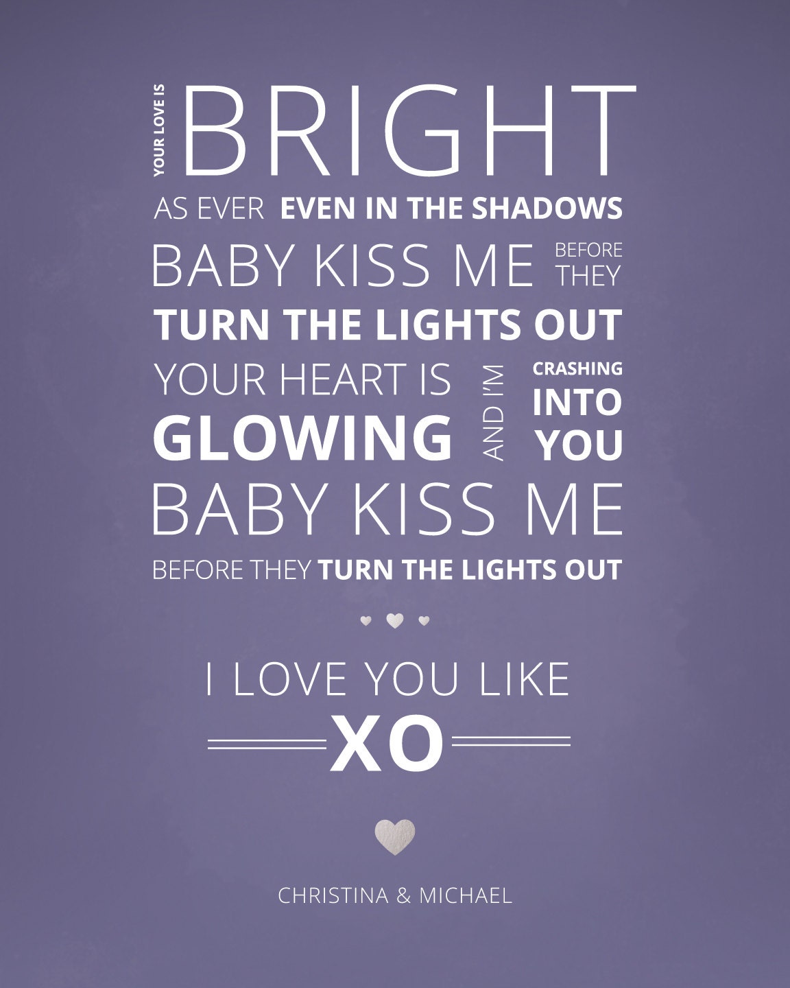 Custom Song Lyric Typography Art Print - Customize Lyrics, Names ...