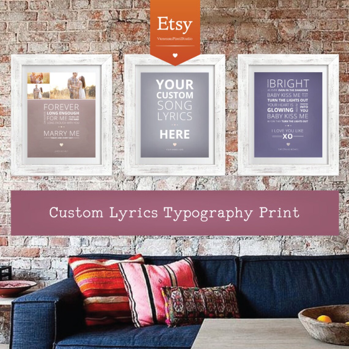 Custom Song Lyric Typography Art Print - Customize Lyrics, Names ...