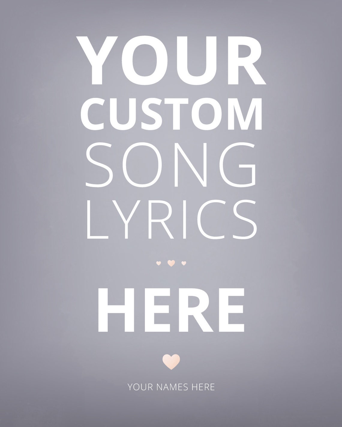 Custom Song Lyric Typography Art Print - Customize Lyrics, Names ...