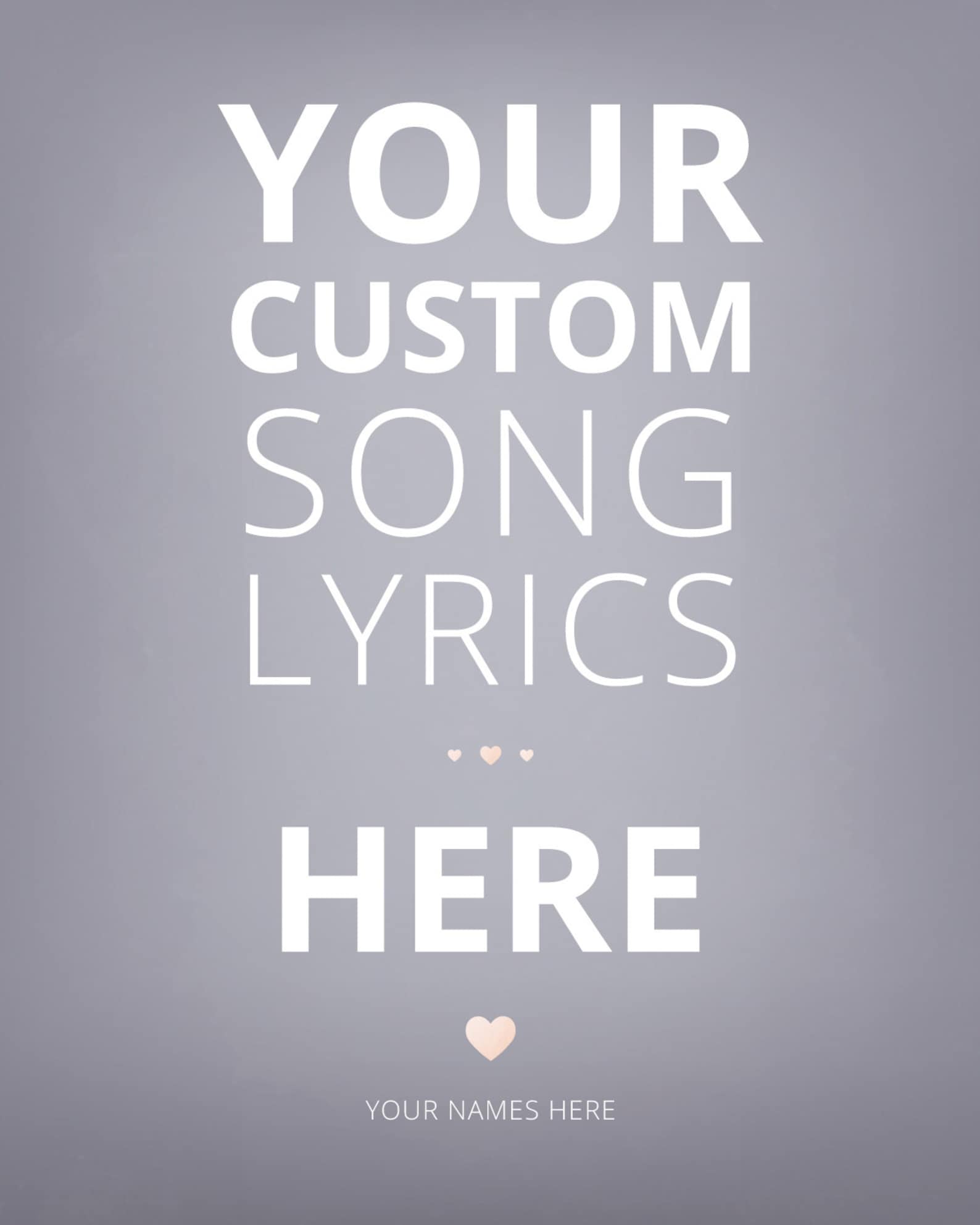 Custom Song Lyric Typography Art Print - Customize Lyrics, Names ...