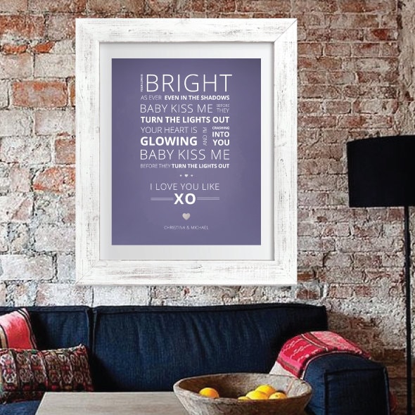 Custom Song Lyric Typography Art Print - Customize Lyrics, Names ...