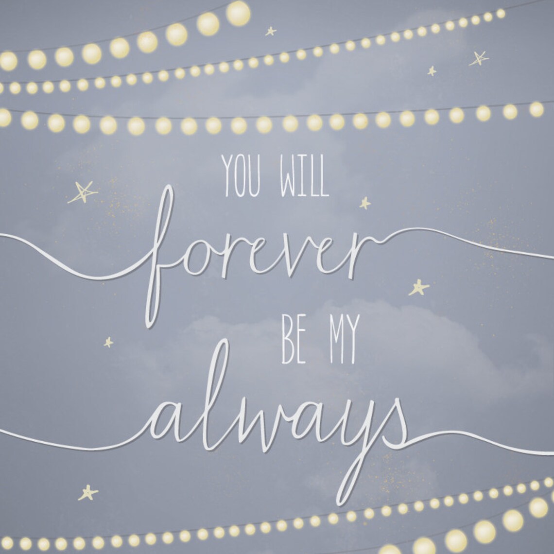 Forever My Always Typography Photography Print -- String Lights and ...