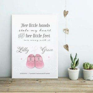 Little Feet Typography Baby Art Print - Personalize for Newborn Baby ...