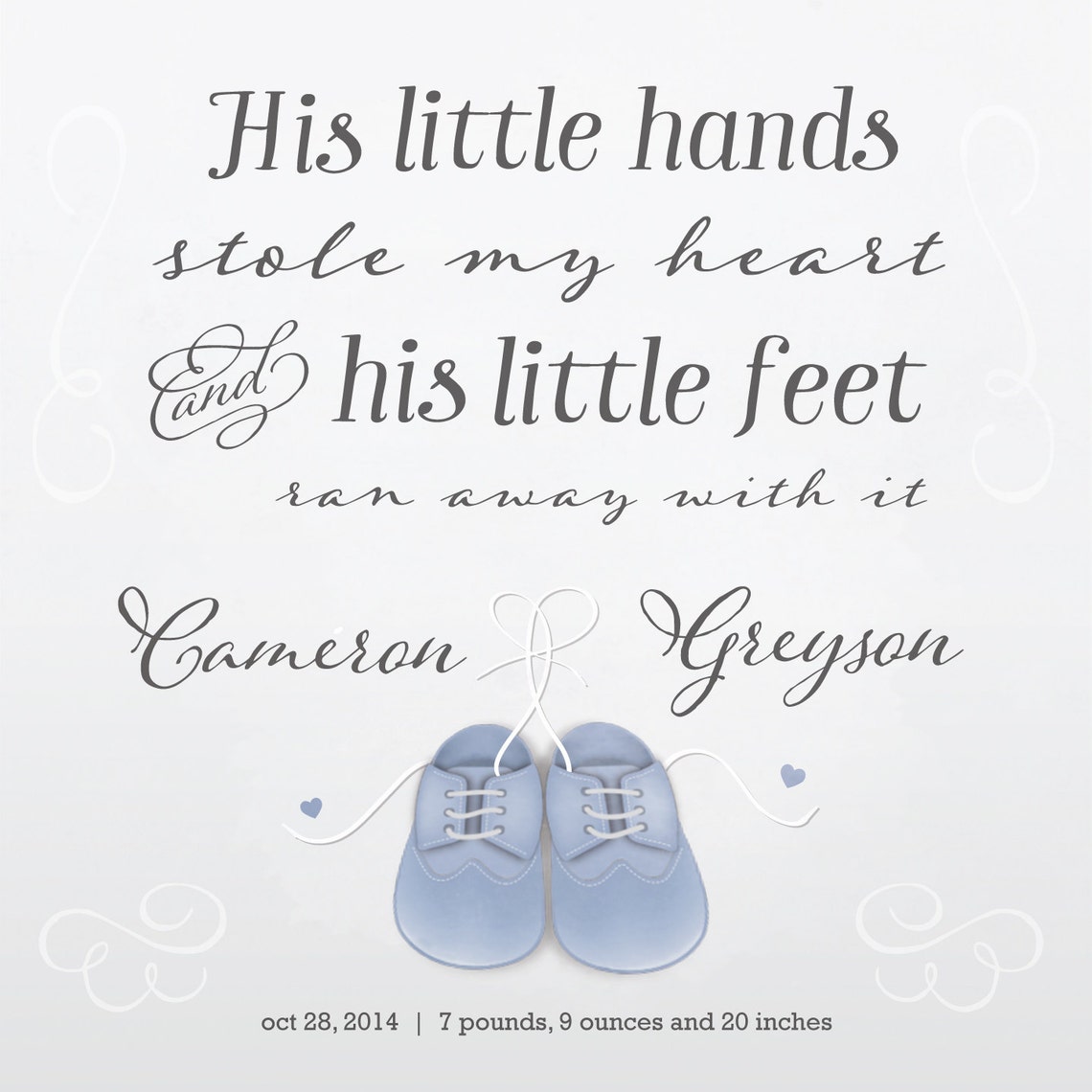 Little Feet Typography Baby Art Print Personalize for Newborn Baby ...