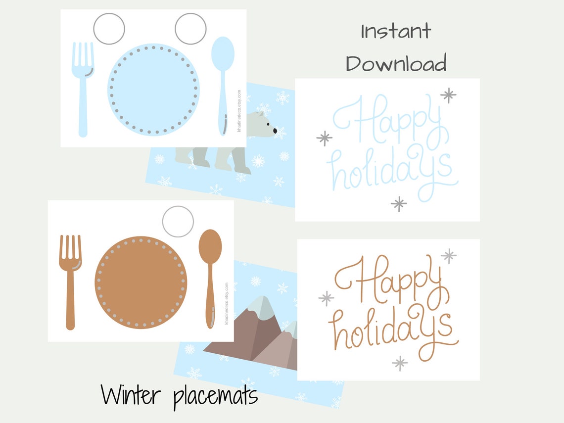 Winter / Christmas Themed Printable Placemat Bundle for Kids - Etsy
