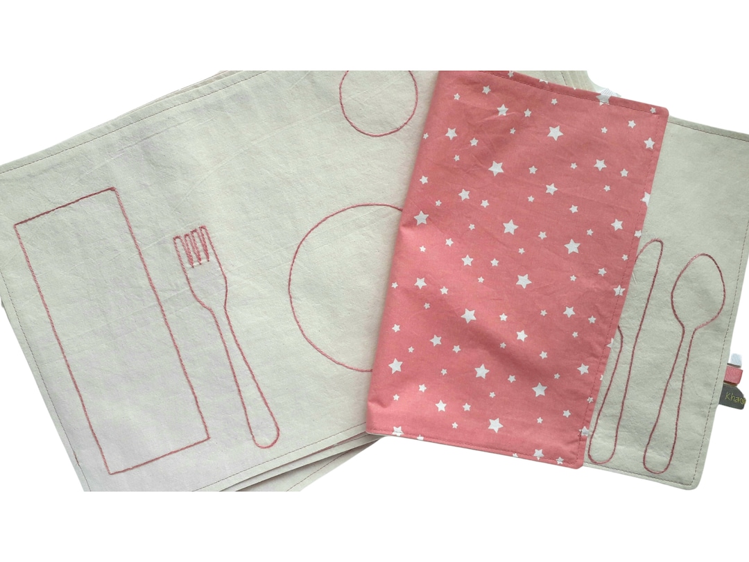 Montessori Set De Table Rose Et Ecru, Repas Enfants, Set De Table ...