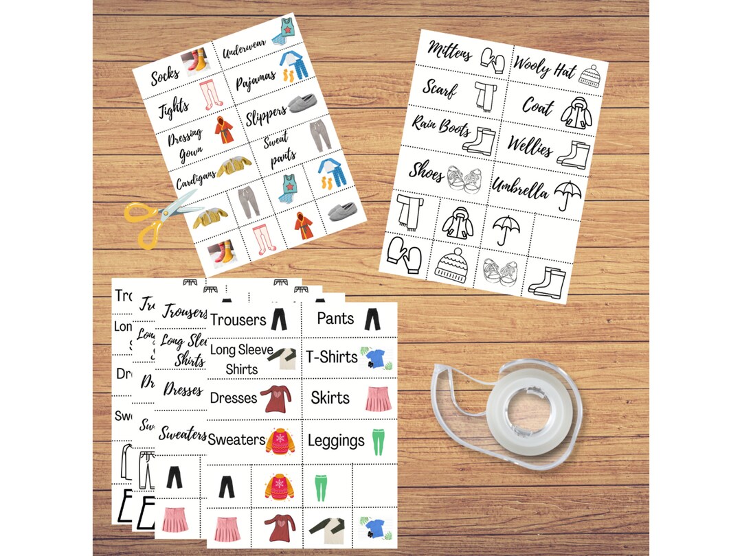 Winter Organisation Kids Clothing Labels, Preschool Printable Drawer ...
