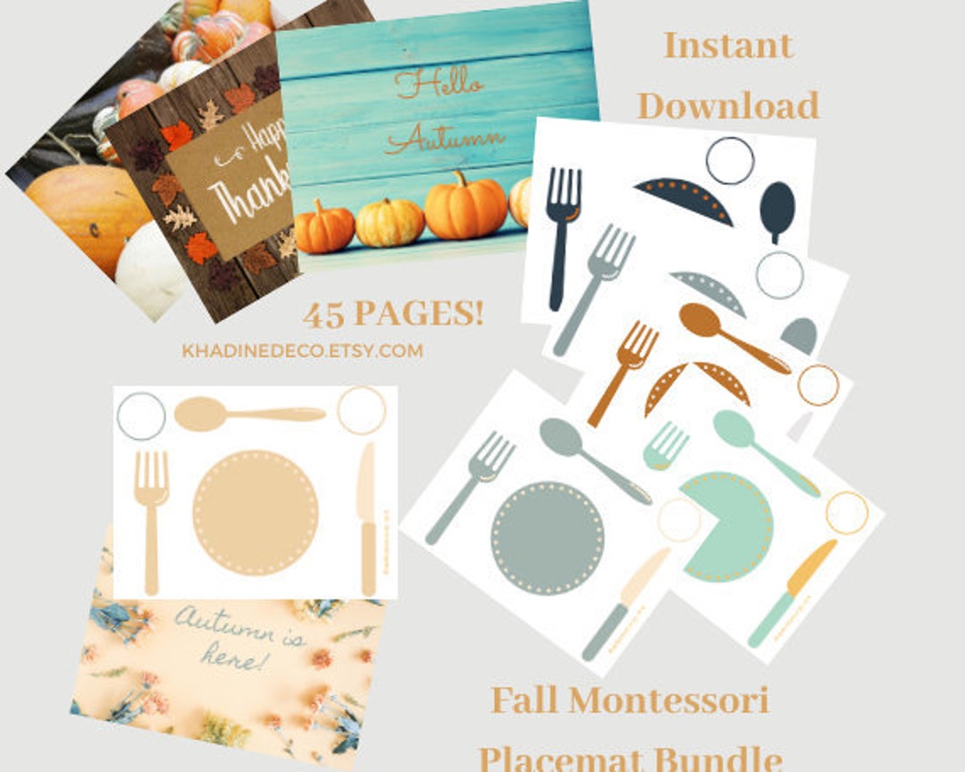 Fall & Thanksgiving Kids Printable Placemat Bundle, Montessori ...