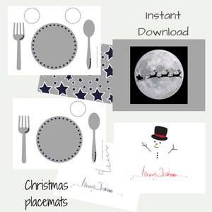 Winter / Christmas Themed Printable Placemat Bundle for Kids, Practical ...