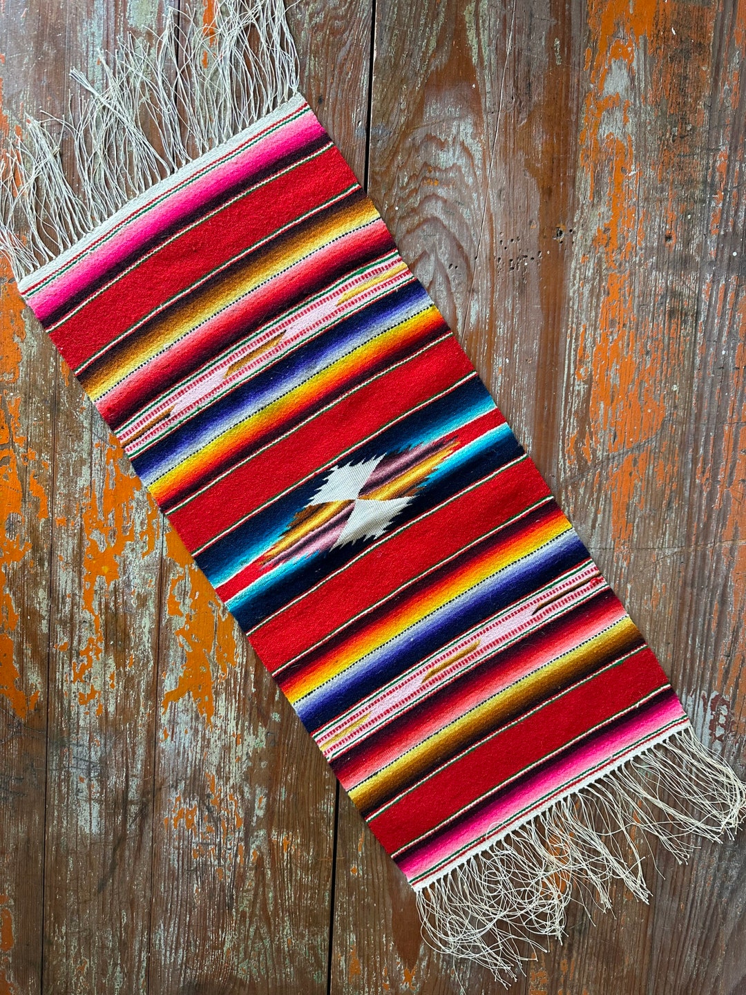 Vintage Serape Saltillo Runner - Etsy
