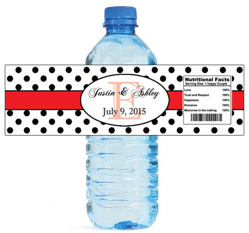 Polka Dot Red Monogram Water Bottle Labels Great for - Etsy