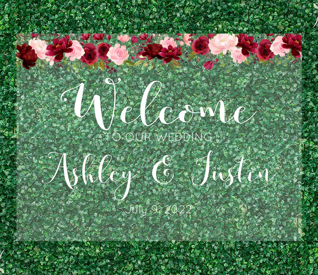 Blush & Burgandy Themed Welcome Sign Great for Wedding Receptions ...