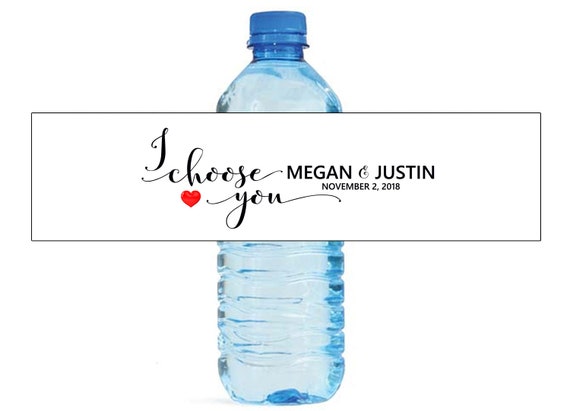 I Choose You on White background Wedding Water Bottle Labels | Etsy