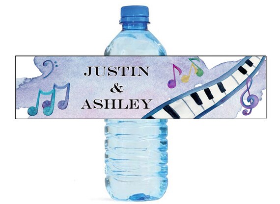 Water Color Music Notes Theme Wedding Water Bottle Labels - Etsy