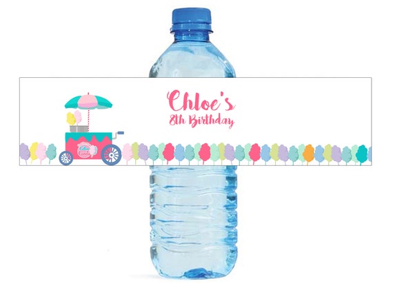 Cotton Candy Theme Water Bottle Labels Great for Birthday | Etsy