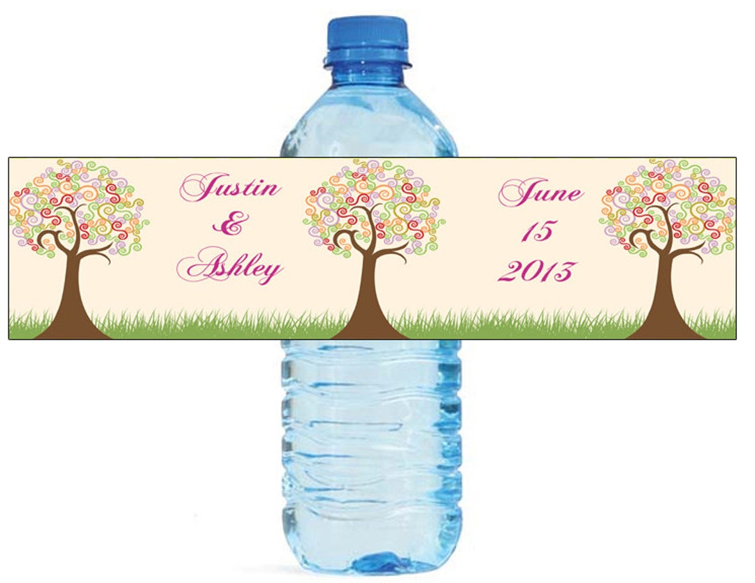 Floral Tree Water Bottle Labels Great for Engagement Bridal Shower ...