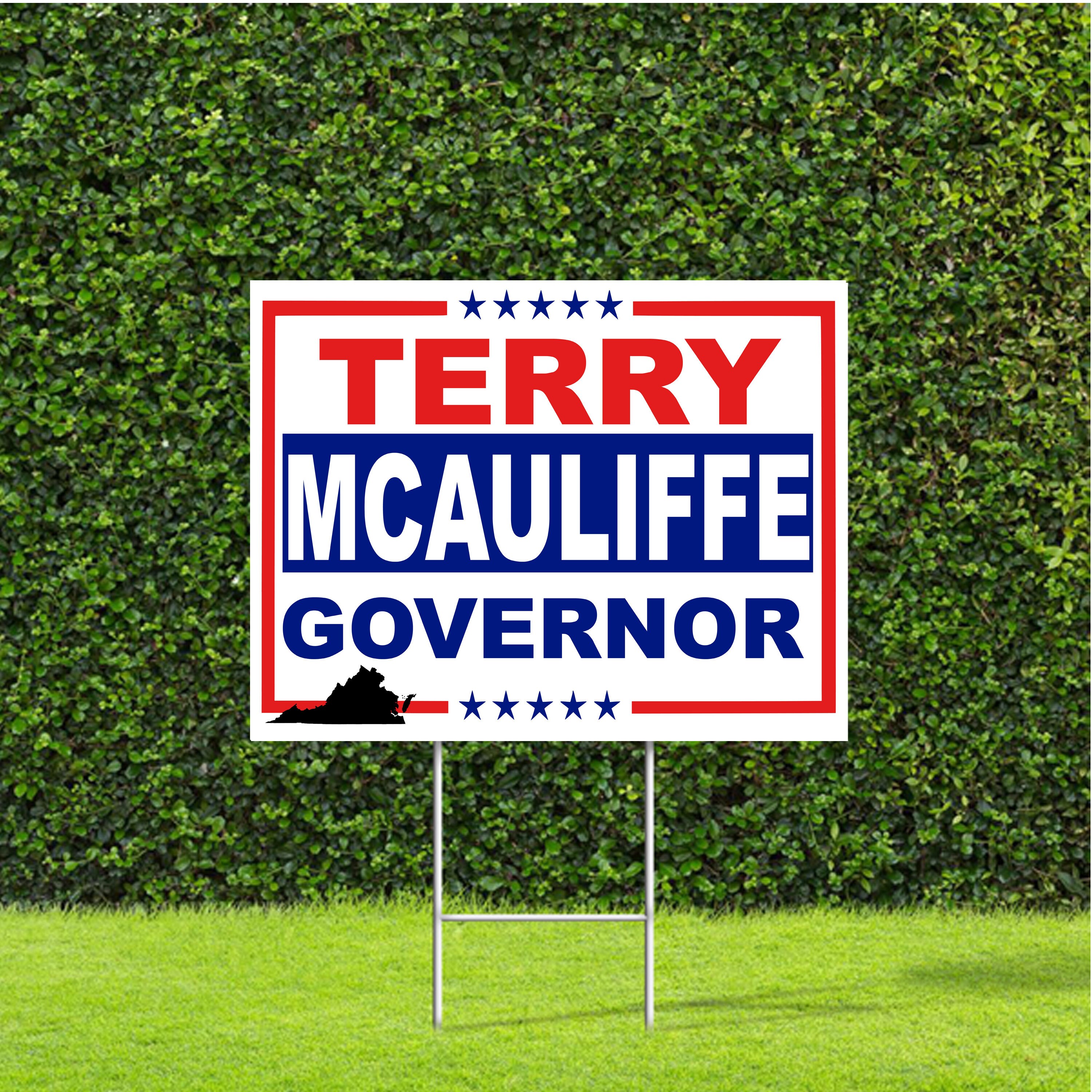 Terry McAuliffe Virgina Governor Election Race Red White & Blue Yard ...