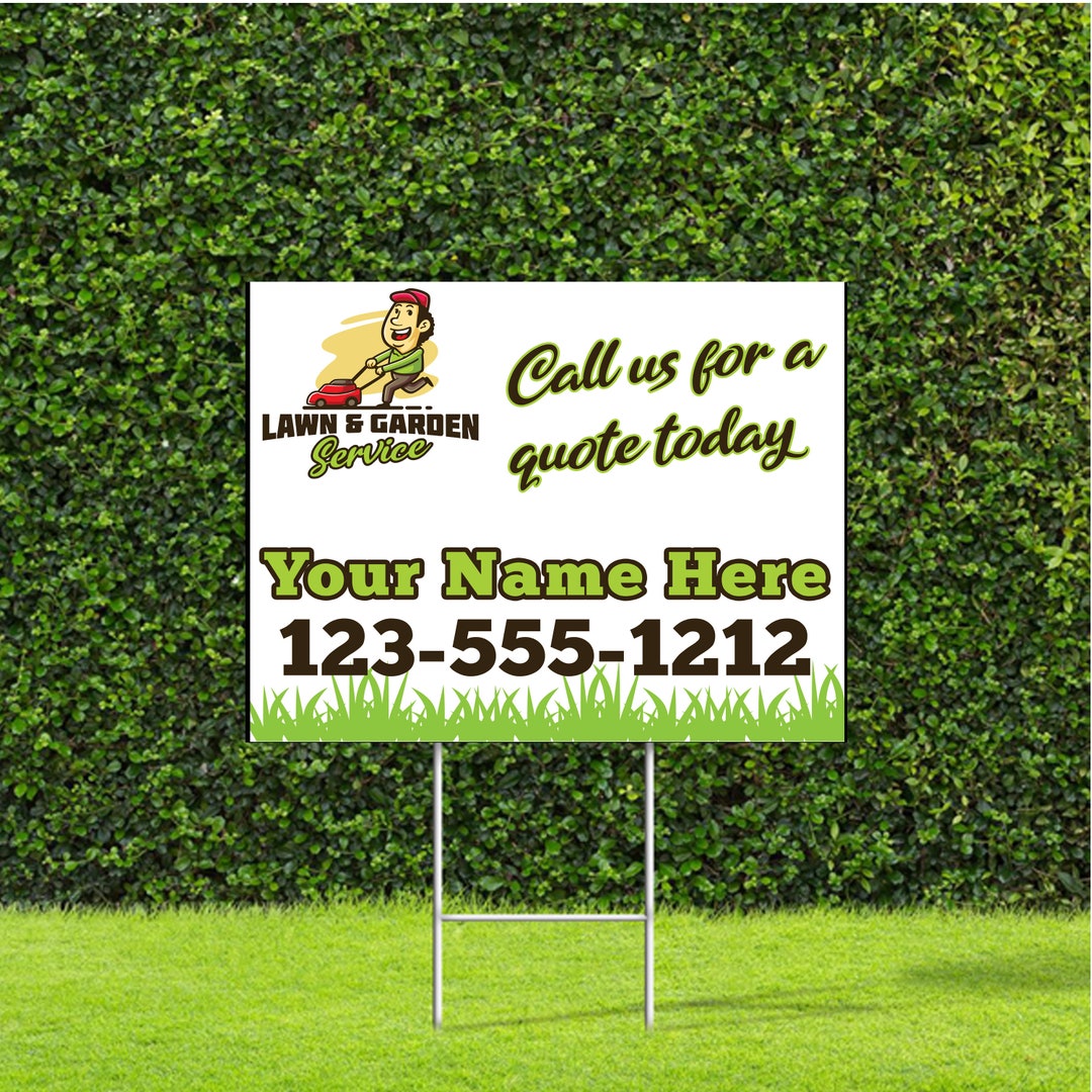 10 Pack Custom Lawn Care Marketing Signs Full Color Print, Metal H ...
