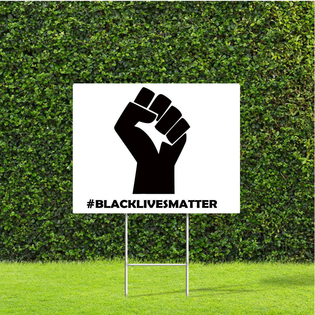 Fist of Solidarity & Unity Yard Sign on 18" 24" Coroplast With Metal H ...