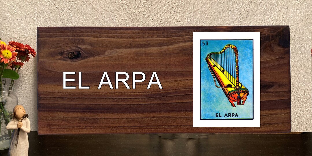 El Arpa Mexican Loteria Mexican Lottery Bingo Image on Hand Stained ...