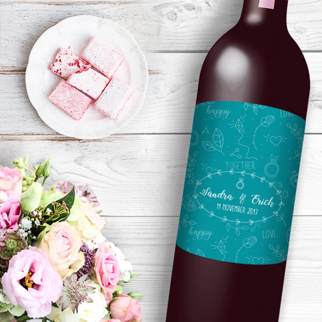 Happy Love Theme Wine / Beer Bottle Labels Great for Engagement Bridal ...