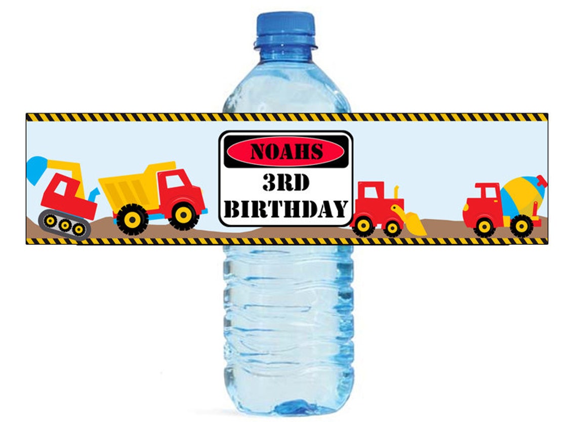 Construction Site Theme Water Bottle Labels Celebrations - Etsy
