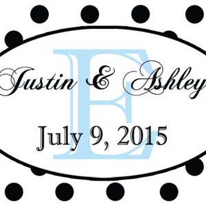 Polka Dot Blue Monogram Water Bottle Labels Great for Engagement Bridal ...