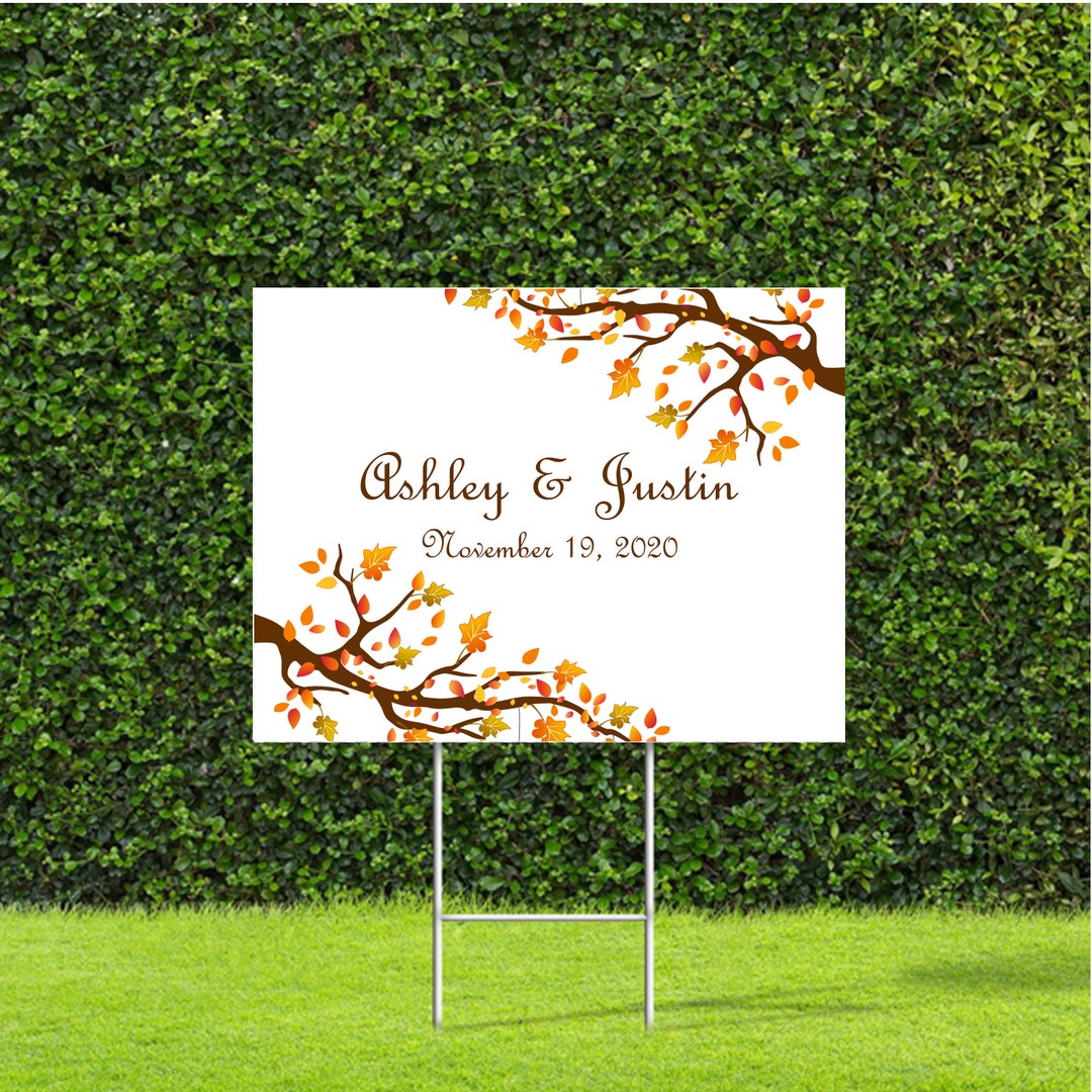 Autumn Trees Themed 18"x22" Yard Sign, Great for Wedding, Birthday ...