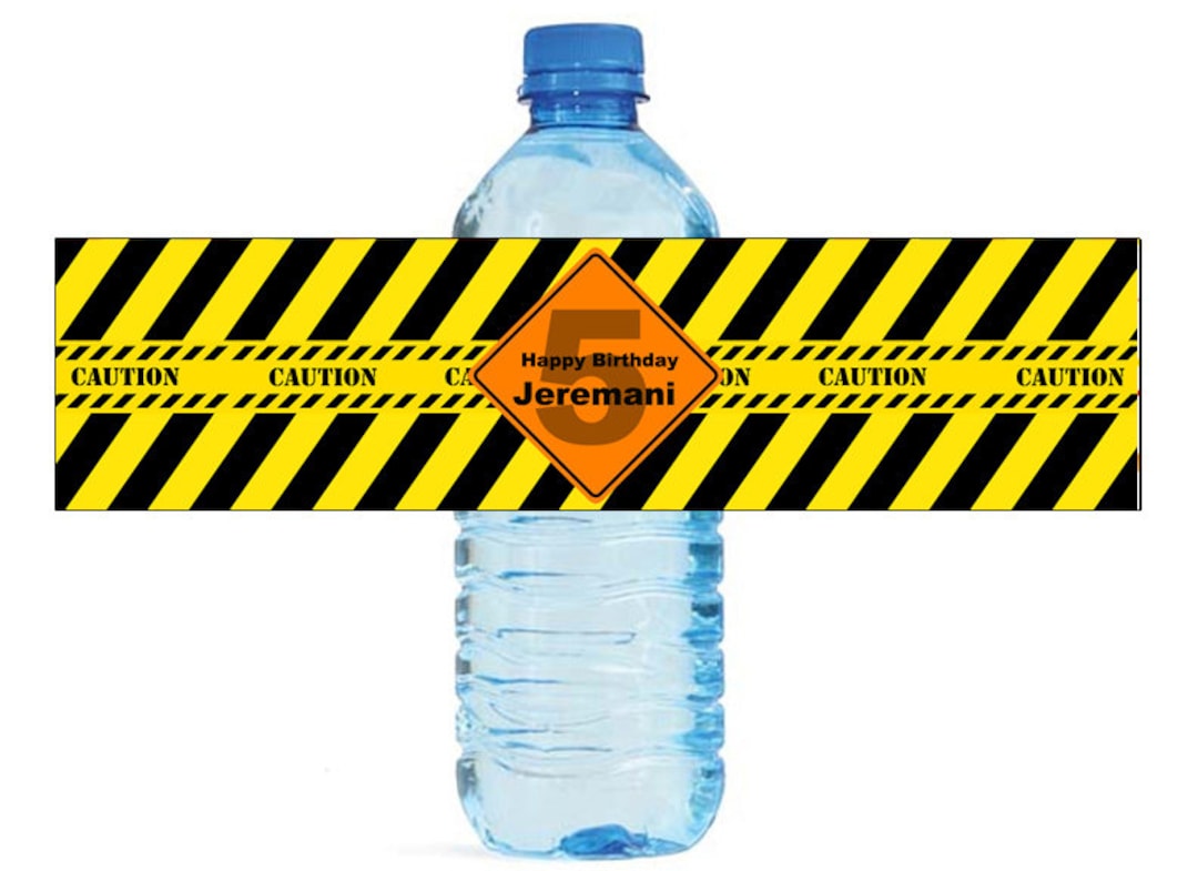 Construction Theme Water Bottle Labels Celebrations Birthday Party ...