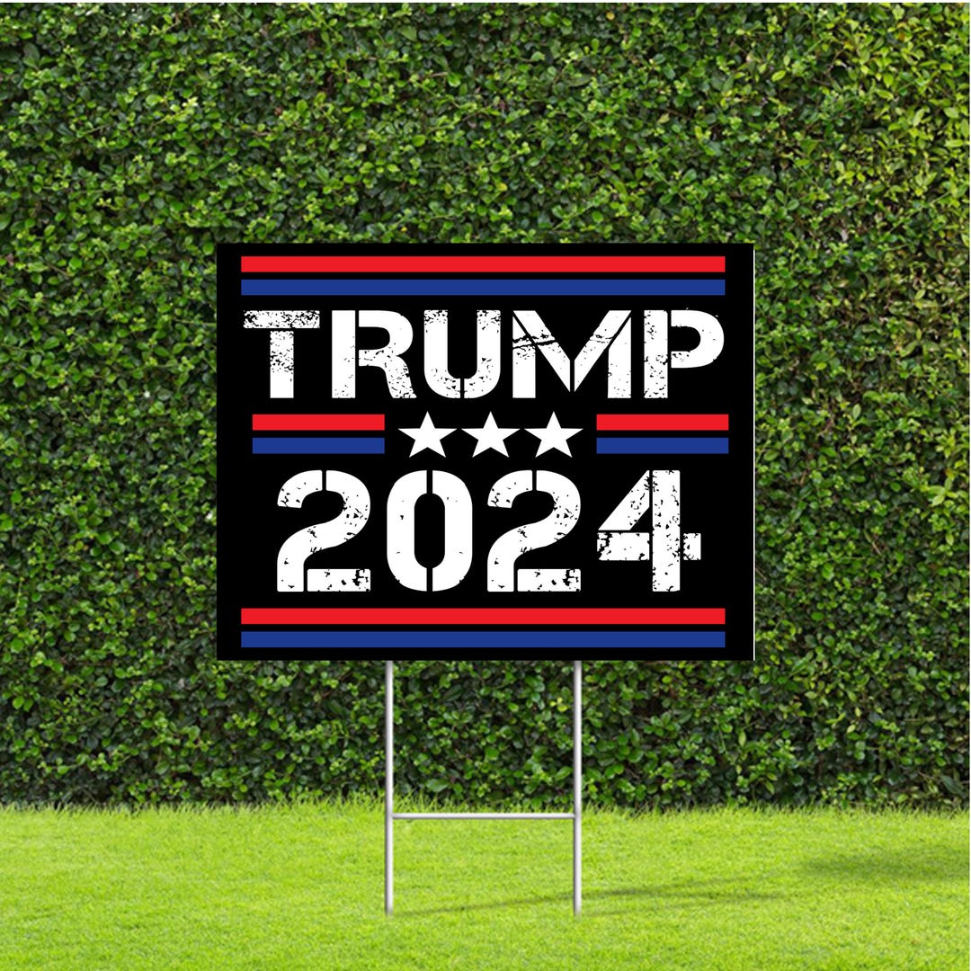 Trump 2024 Political Election Sign on Black With Metal H Stake ...