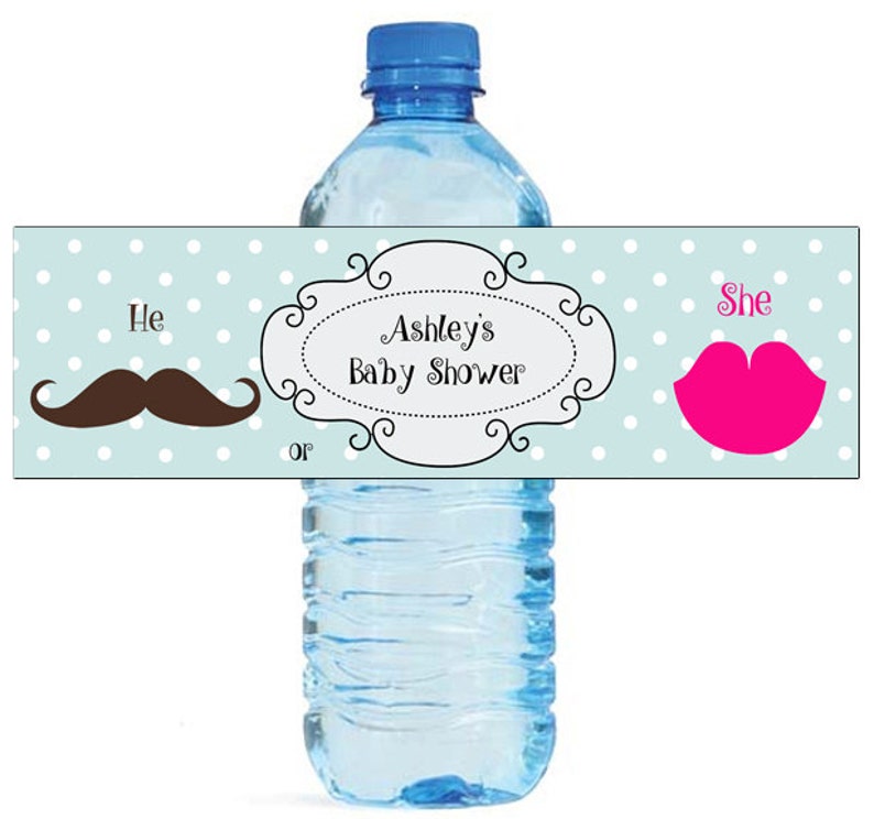 He or She Gender Reveal Baby Shower Water Bottle Labels Celebrations ...