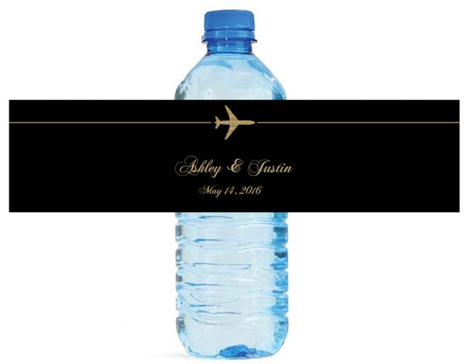Jet Set Travel Theme World Traveller First Class Wedding Water Bottle ...