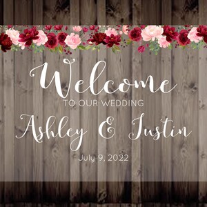 Blush & Burgandy Themed Welcome Sign Great for Wedding Receptions ...