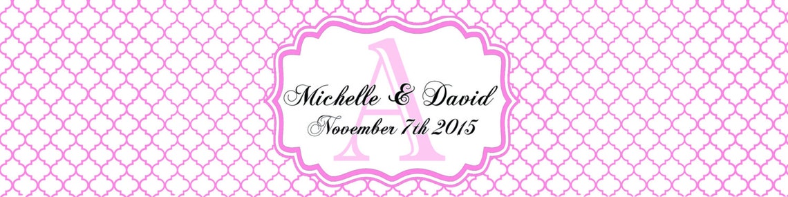 Pink Quatrefoil Moroccan Wedding Water Bottle Labels Great for ...