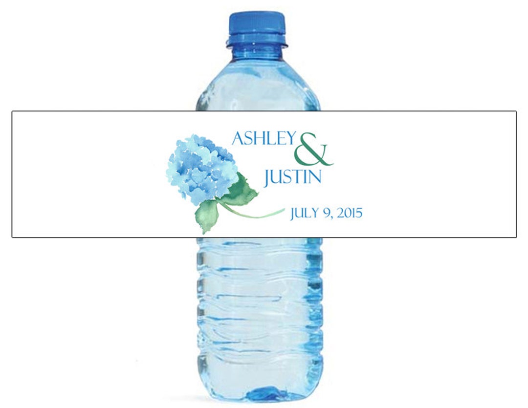 Hydrangea Flowers Floral Wedding Anniversary Water Bottle Labels ...